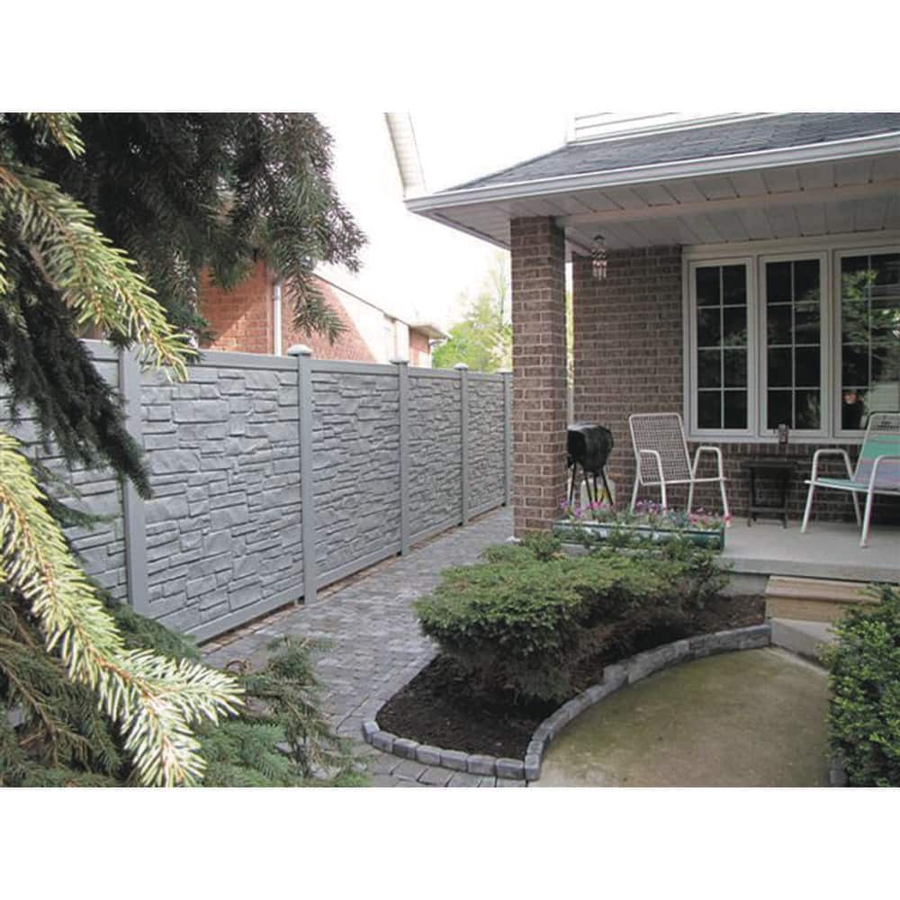 SimTek EcoStone 6 ft. H x 6 ft. W Gray Composite Fence Panel – Super Arbor