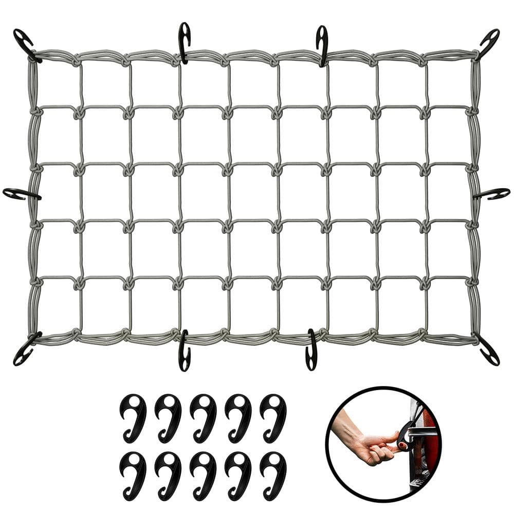 20 in. x 36 in. Heavy-Duty Gray Bungee Cargo Net - Stretches to 42 in ...