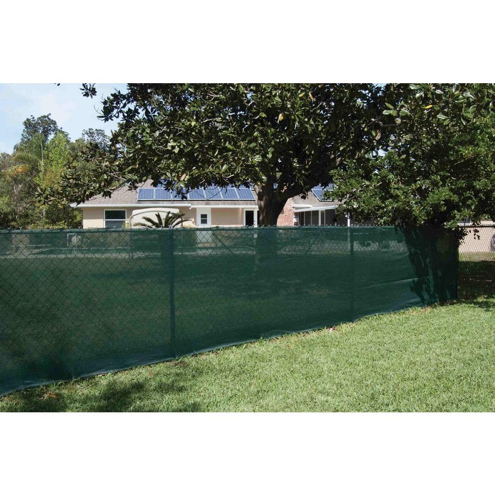 68 in. x 50 ft. Green Mesh Fabric Privacy Fence Screen with Integrated ...