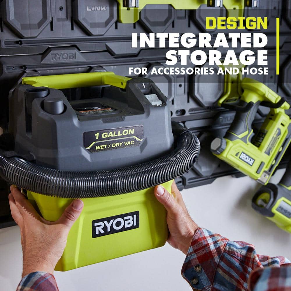 RYOBI ONE+ 18V Cordless 1 Gal. Wet/Dry Vacuum (Tool Only) with Replace ...