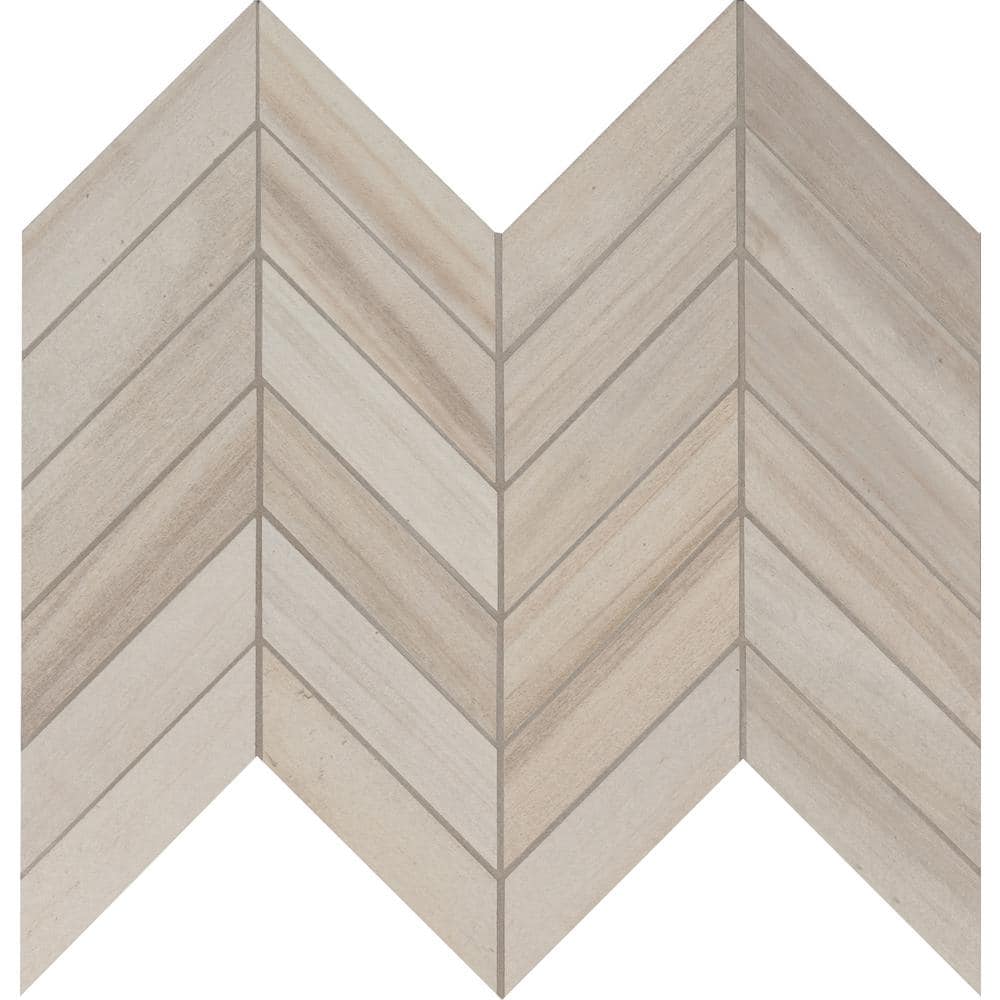 MSI Havenwood Dove Chevron 12 in. x 15 in. Matte Porcelain Mosaic Floo ...