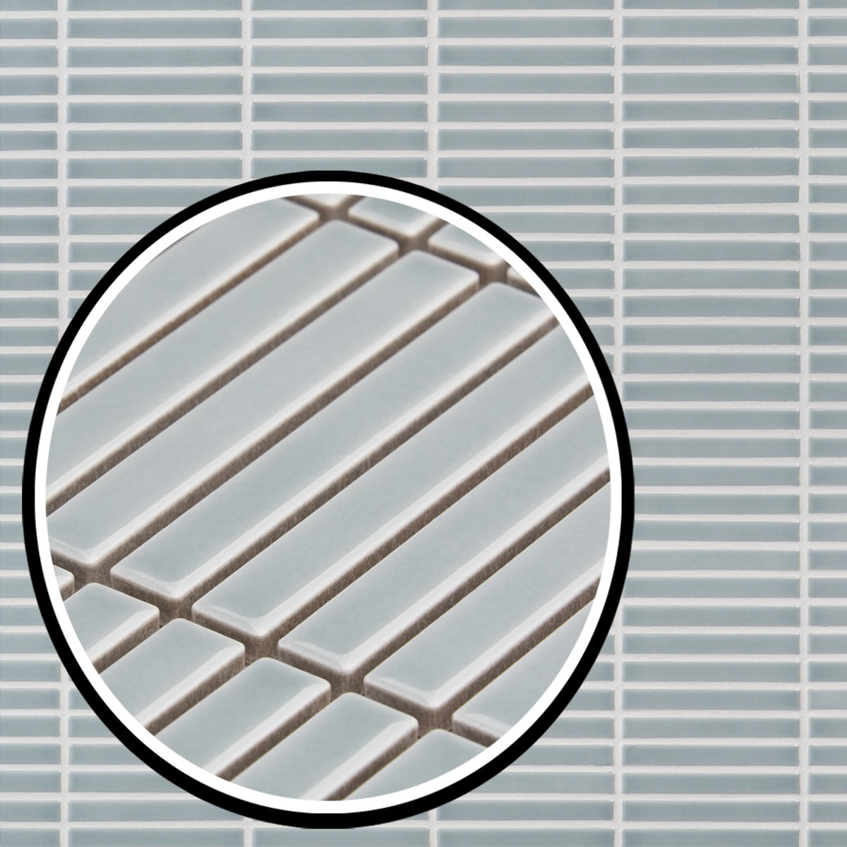 Kai Sky Blue 1x4" Tri-Stacked Glossy Porcelain Mosaic Tile – Super Arbor