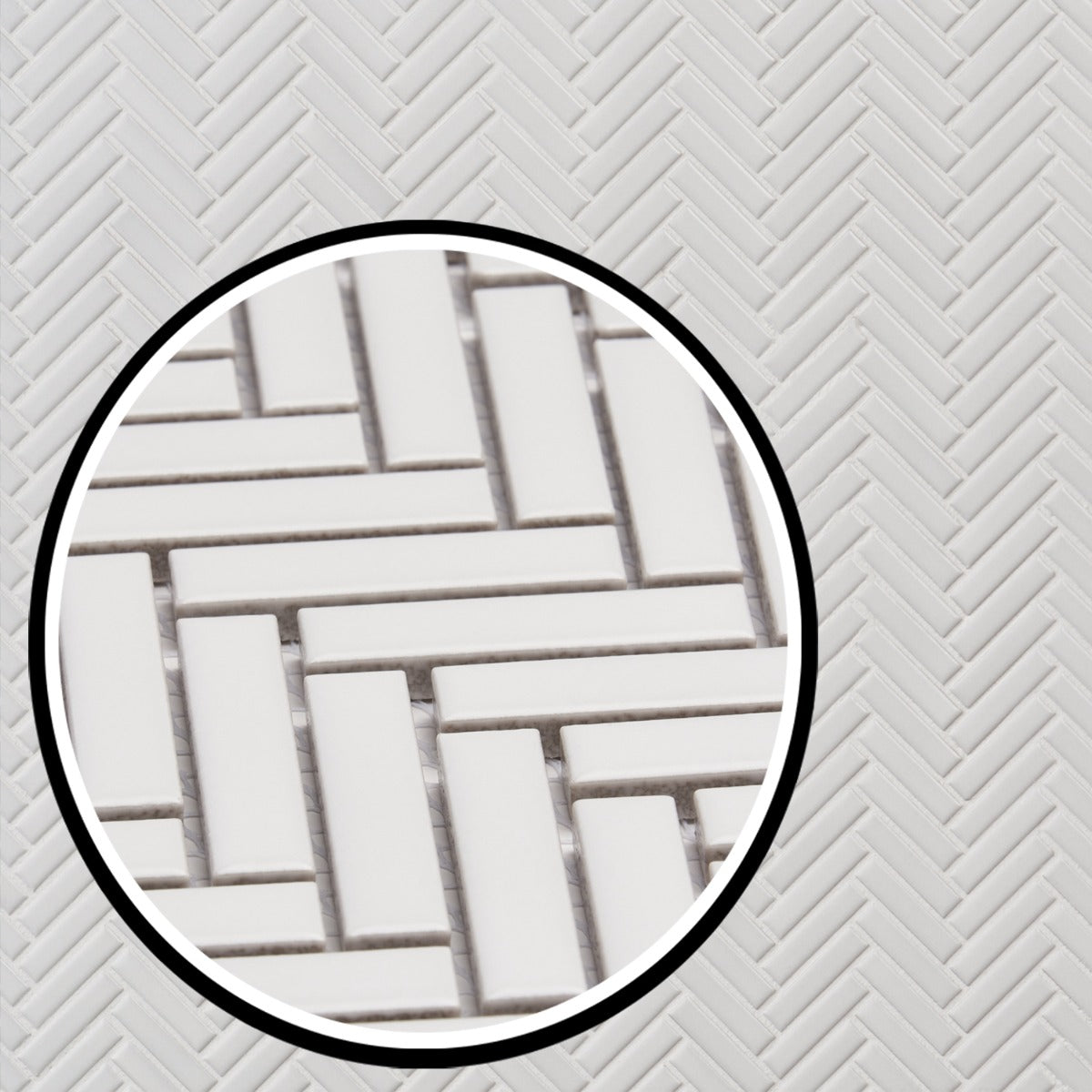 Kai White 1x2" Herringbone Matte Porcelain Mosaic Tile by Lux Tile ...
