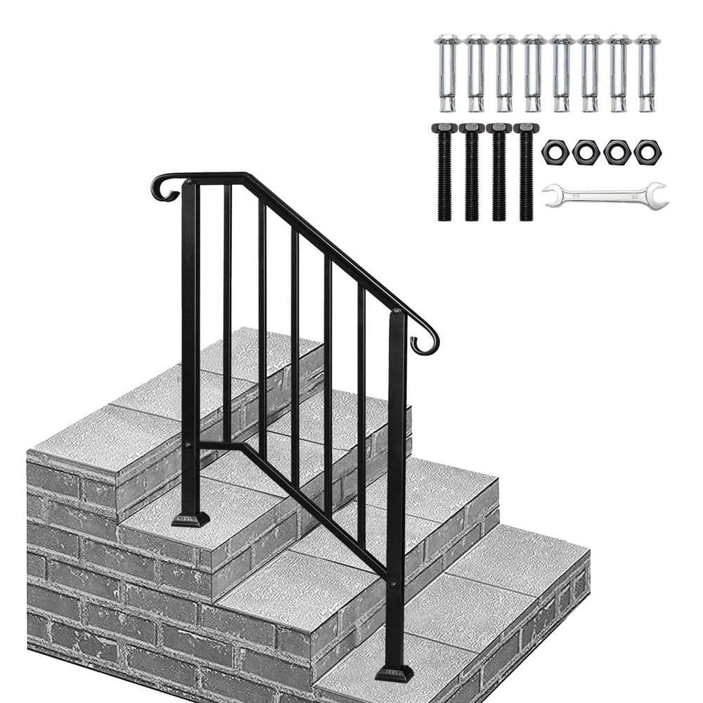 Karl home Transitional Handrail Stair Railing Fits 2-Step Iron Rail Ki ...