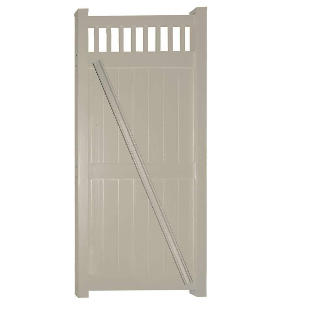 Weatherables Mason 3.7 ft. W x 8 ft. H Khaki Vinyl Privacy Fence Gate ...