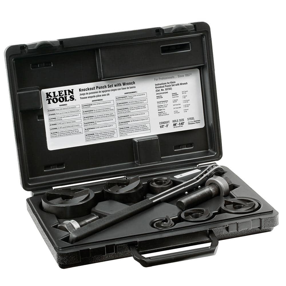 Klein Tools 9‑Piece Knockout Punch with Wrench Set (1/2 in. to 2 in ...