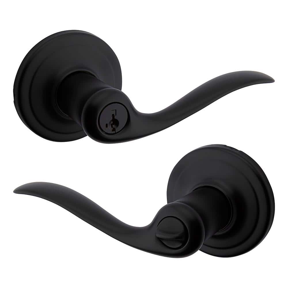 Kwikset Tustin Matte Black Keyed Entry Door Handle Featuring SmartKey ...