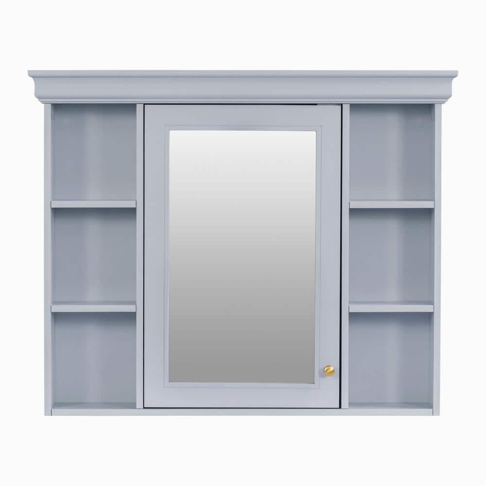 Light Blue 35 in. W x 28 in. H Rectangular Bathroom Medicine Cabinet w ...