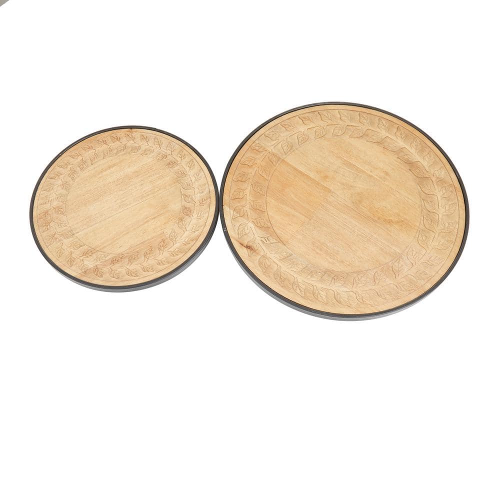 Litton Lane Brown Rubber Wood Modern Lazy Susan Trays (Set of 2 ...