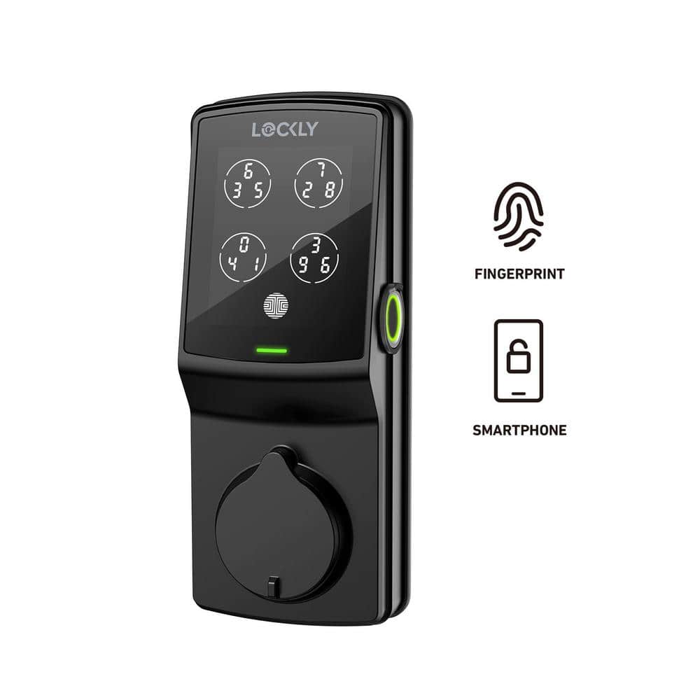 Lockly Secure Plus Matte Black Deadbolt WiFi Smart Lock with 3D Finger ...