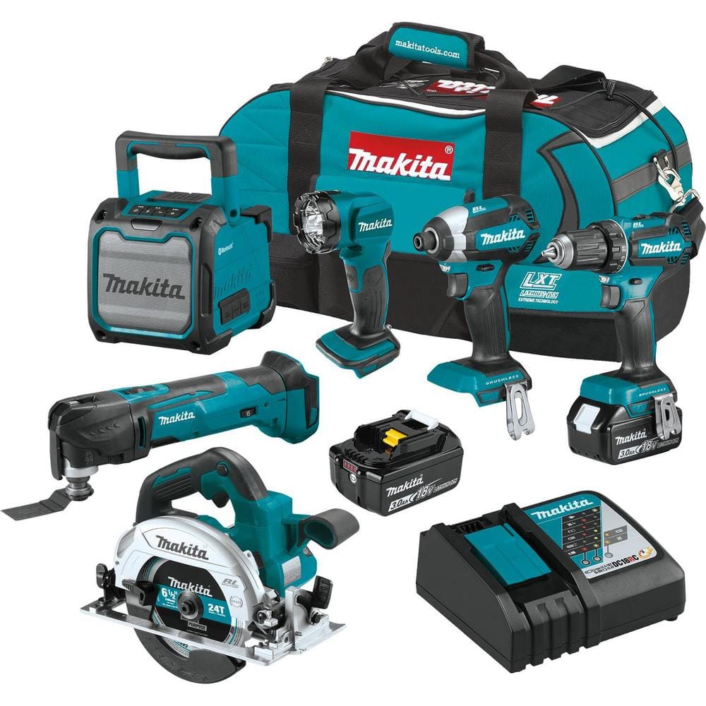 Makita 18-Volt LXT Lithium‑Ion Cordless 6‑Piece Combo Kit (Driver‑Dril ...