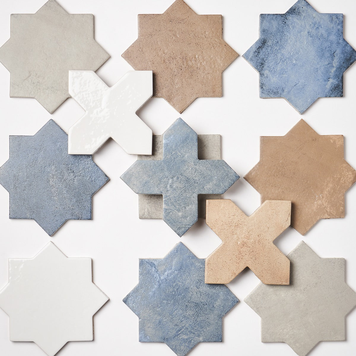 Parma Denim Blue Matte Star and White Polished Cross 6" Terracotta Loo ...