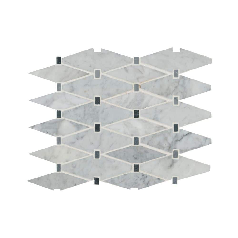 MSI Marbella Diamond 12 in. x 12 in. x 10mm Polished Marble Mesh-Mount ...