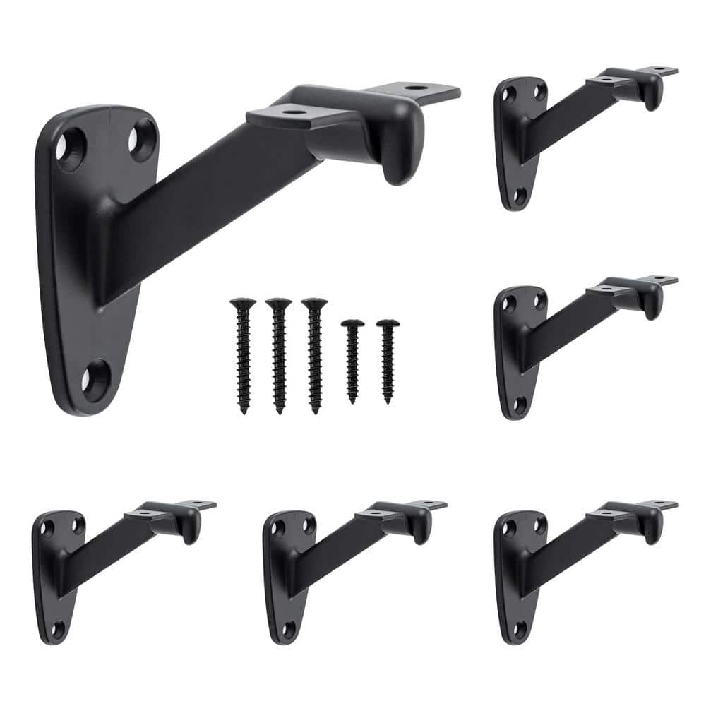 Angel Sar Matte Black Heavy-Duty Handrail Stair Brackets, Hand Rail Br ...
