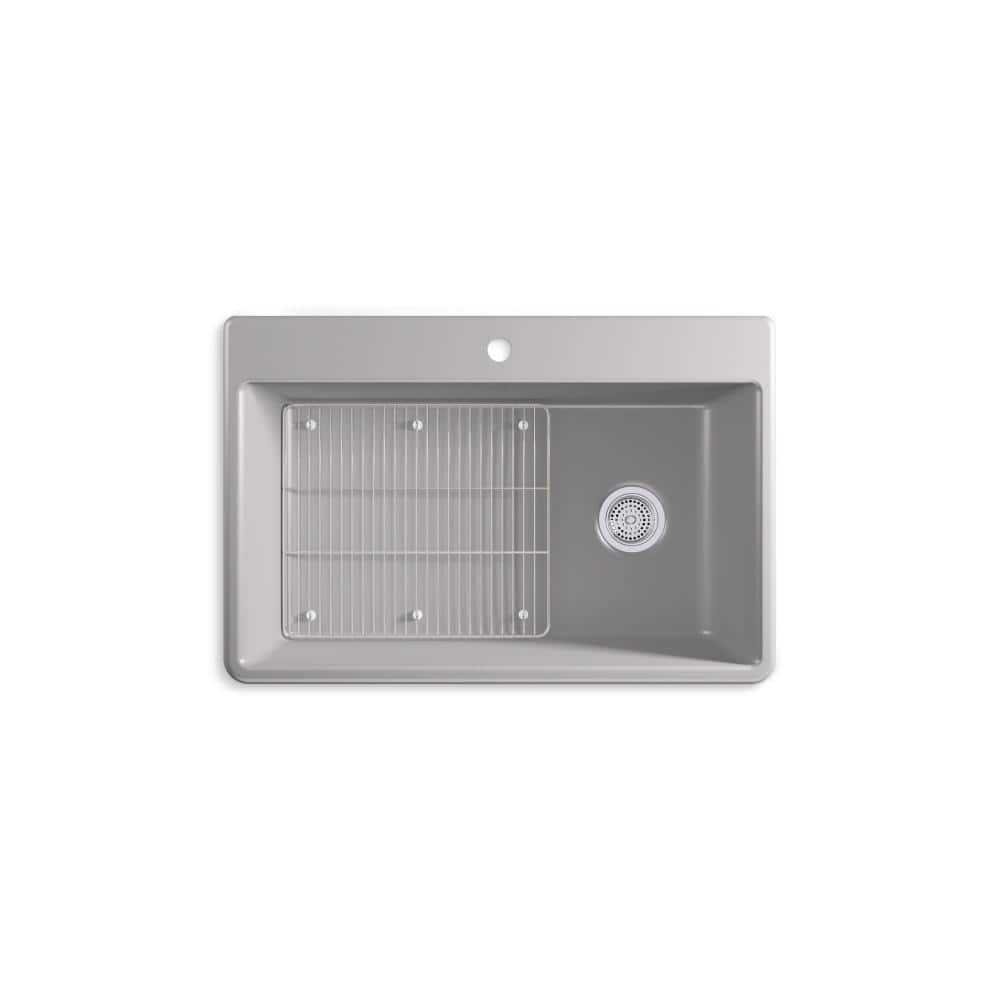 KOHLER Kennon Matte Grey Solid Surface 33 in. Single Bowl Undermount K ...
