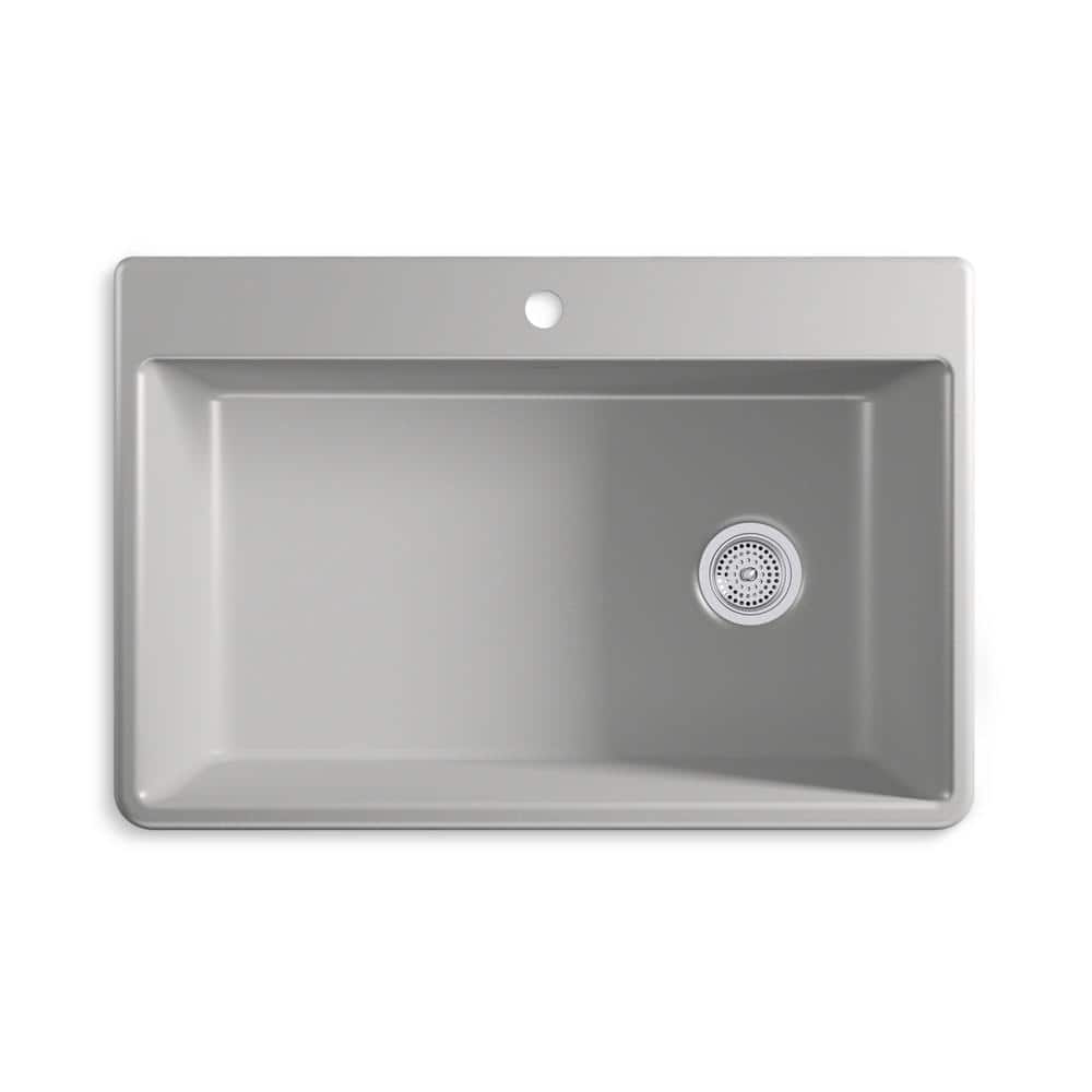 KOHLER Kennon Neoroc Matte Grey Granite Composite 33 in. 1-Hole Single ...