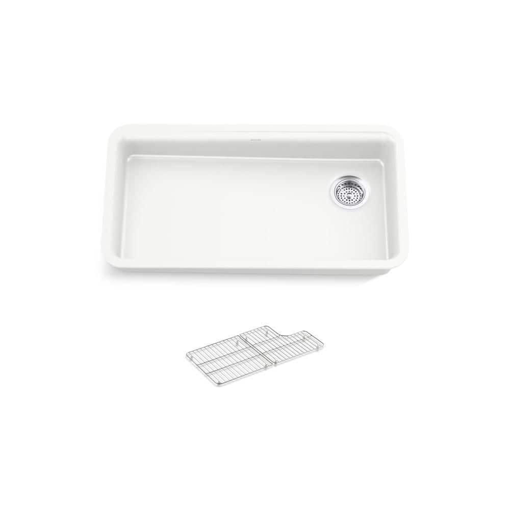 KOHLER Cairn Matte White Granite Composite 33 in. Single Bowl Undermou ...