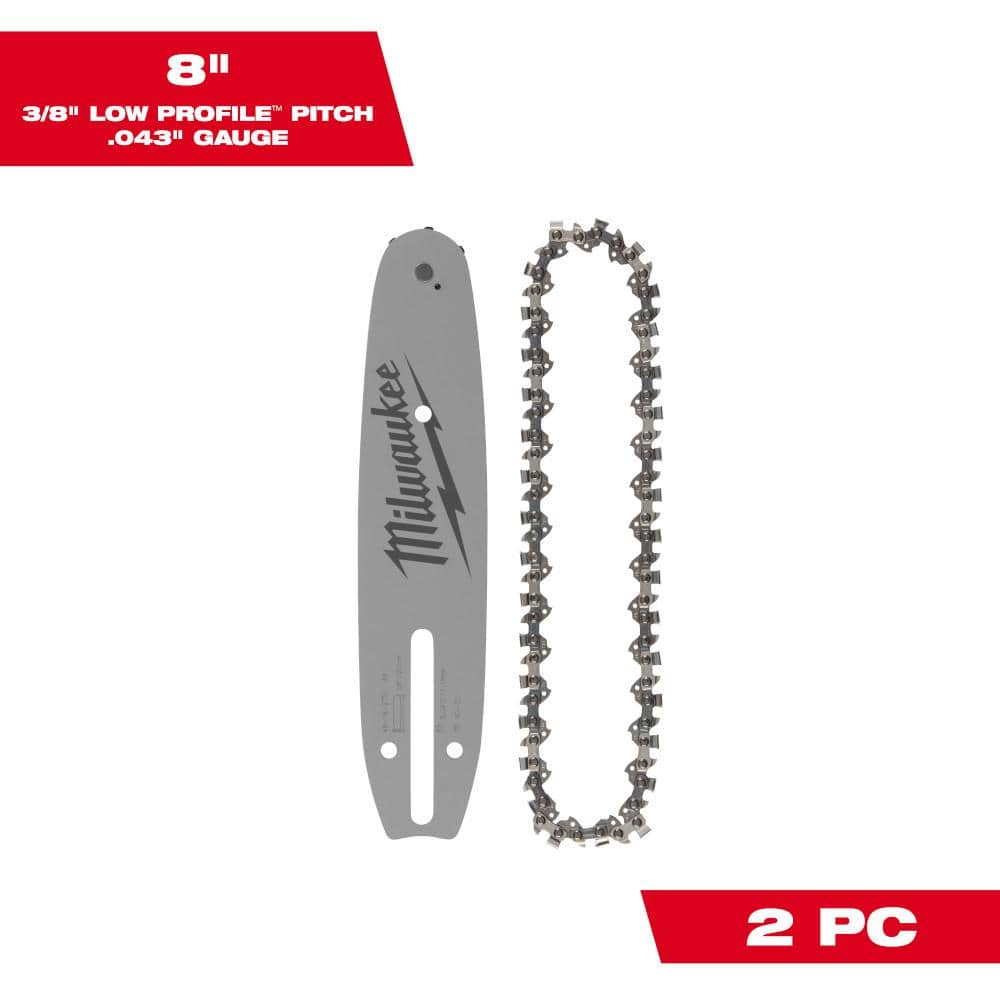 Milwaukee 8 in. Chainsaw Bar & Chain Combo with 3/8 in. Low Profile Pi ...