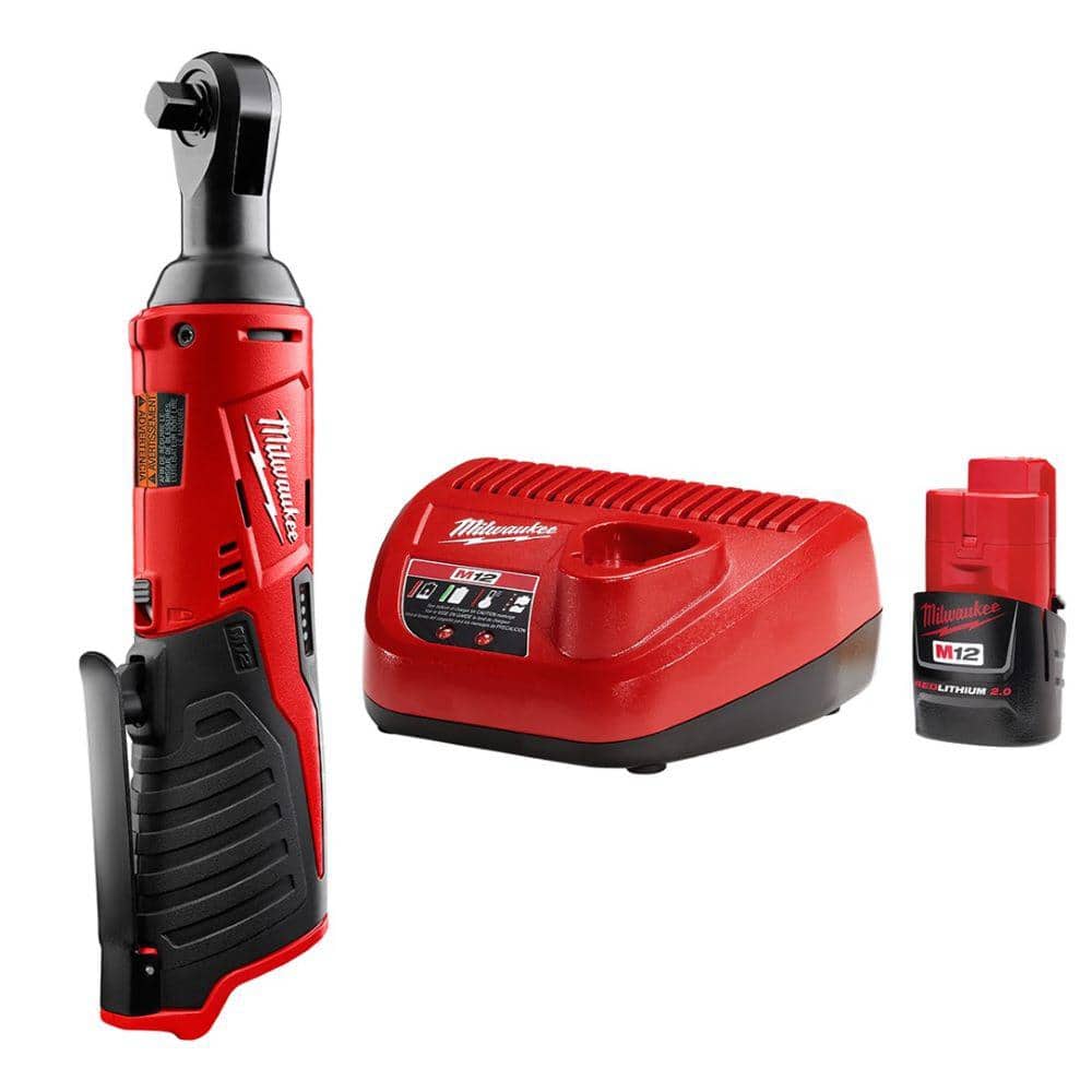 Milwaukee M12 12V Lithium-Ion 3/8 in. Cordless Ratchet (Tool-Only) wit ...
