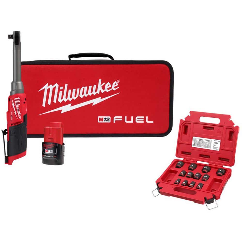 Milwaukee M12 FUEL 12V Lithium-Ion Brushless 3/8 in. Extended Reach Hi ...