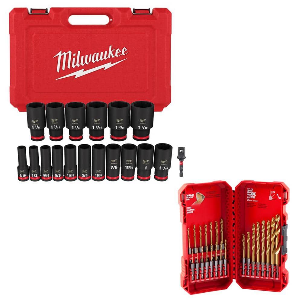 Milwaukee SHOCKWAVE Impact Duty Titanium Drill Bit Set W/1/2 in. Drive ...