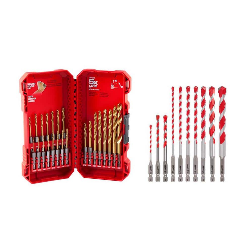 Milwaukee SHOCKWAVE Carbide Hammer Drill Bit Set with RED HELIX Titani ...