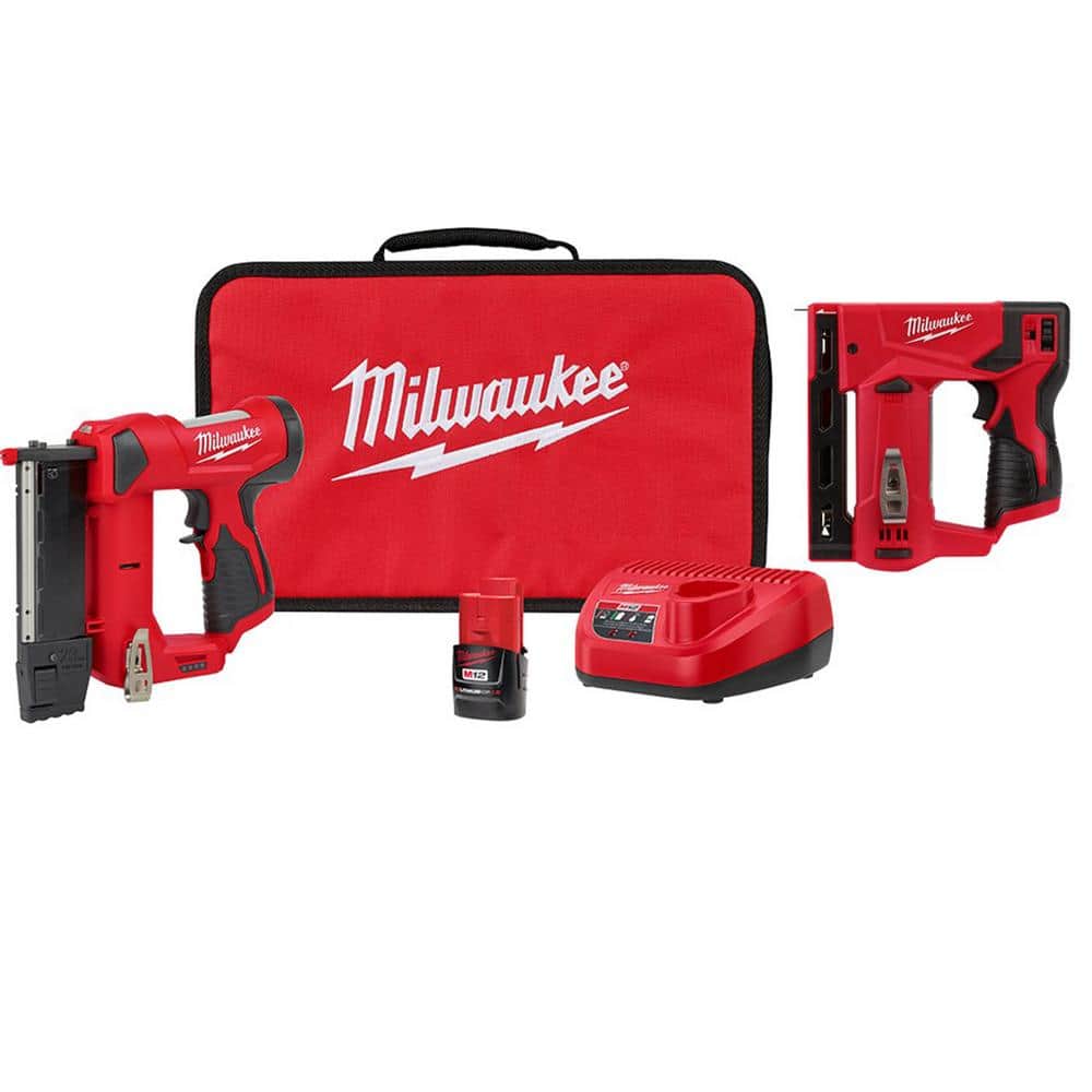 Milwaukee M12 12-Volt 23-Gauge Lithium-Ion Cordless Pin Nailer Kit wit ...