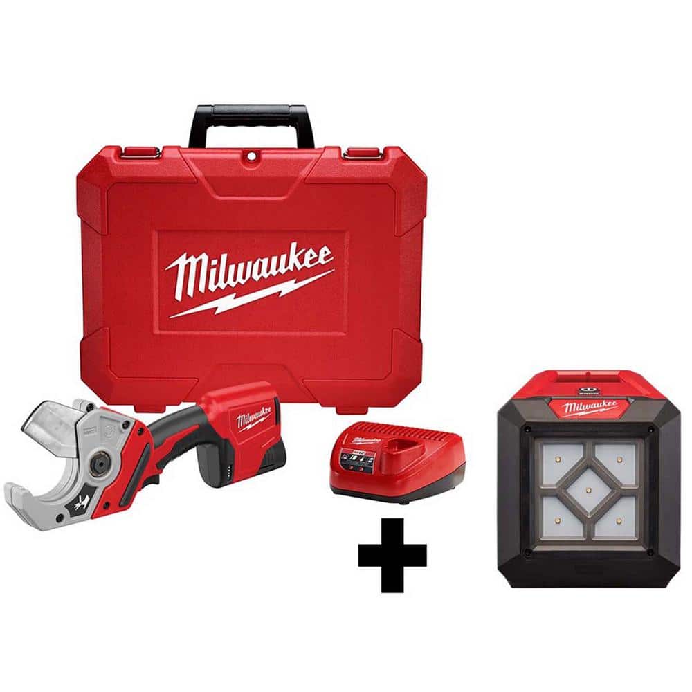 Milwaukee M12 12V Lithium-Ion Cordless PVC Shear Kit with 1000 Lumens ...