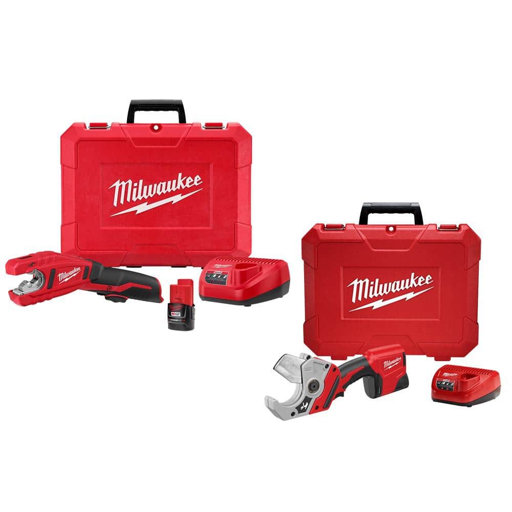 Milwaukee M12 12V Cordless Copper Tubing Cutter + PVC Pipe Shear Kit w ...