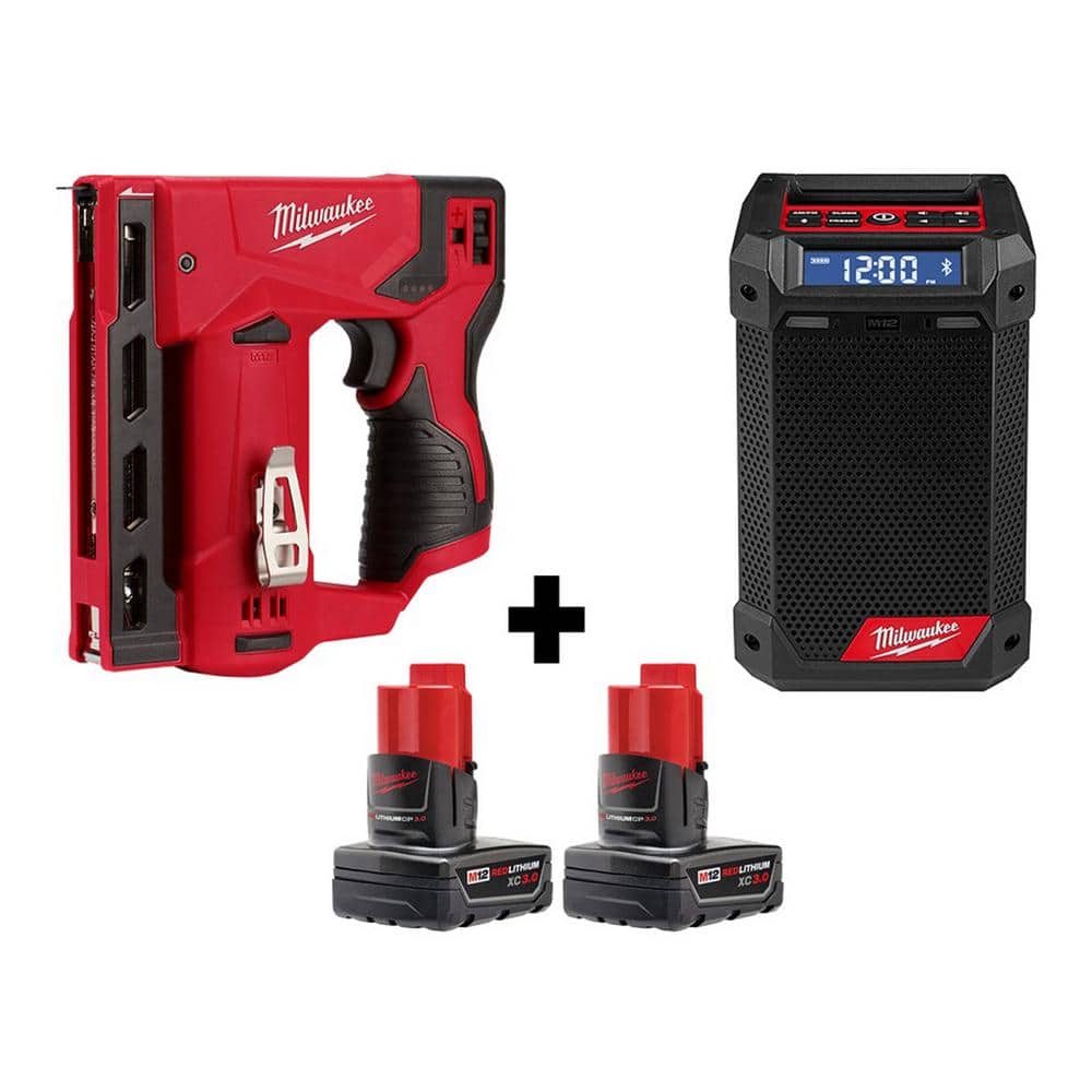 Milwaukee M12 12-Volt Lithium-Ion Cordless 3/8 in. Crown Stapler and J ...