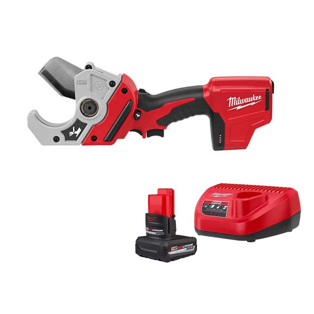 Milwaukee M12 12V Lithium-Ion Cordless PVC Pipe Shear with M12 High Ou ...