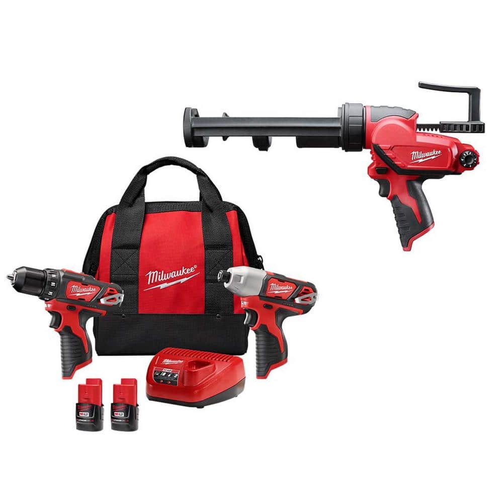 Milwaukee M12 12V Lithium-Ion Cordless Drill Driver/Impact Driver Comb ...