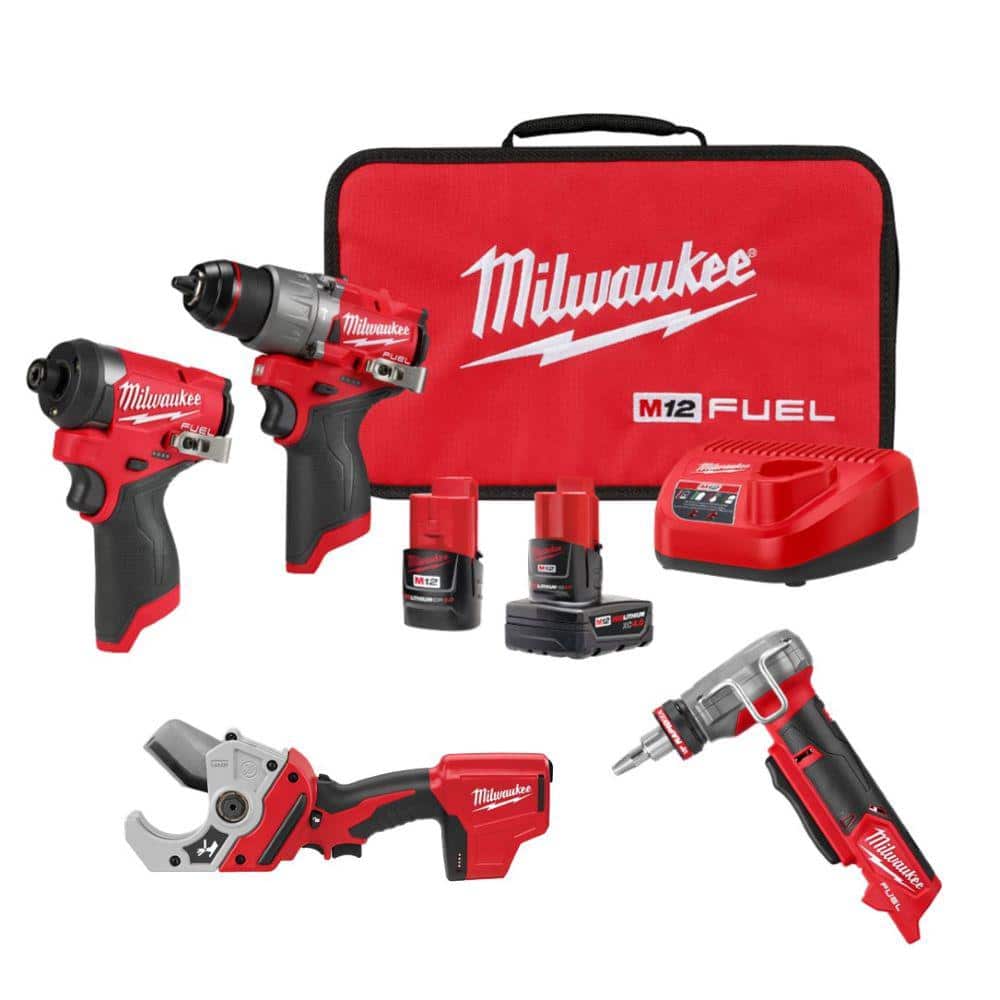 Milwaukee M12 FUEL 12-Volt Li-Ion Brushless Cordless Hammer Drill & Im ...
