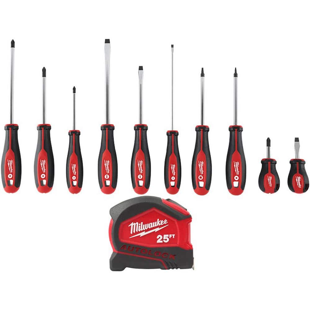 Milwaukee Combination Screwdriver Set with 25 ft. Compact Auto Lock Ta ...