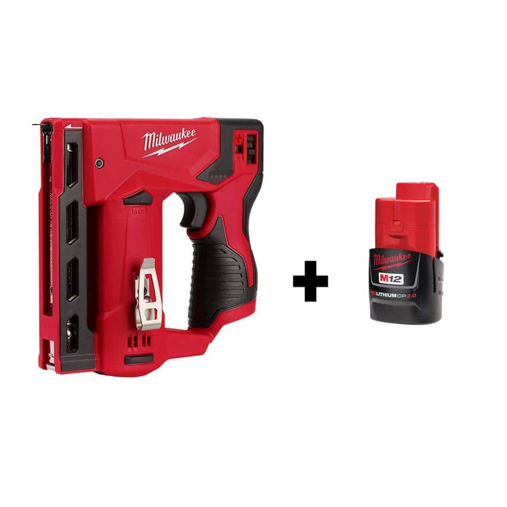 Milwaukee M12 12-Volt Lithium-Ion Cordless 3/8 in. Crown Stapler with ...