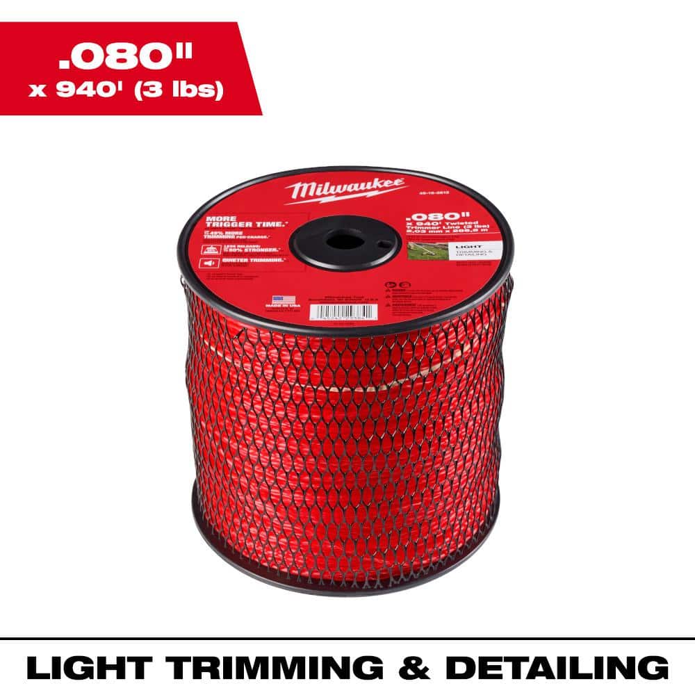 Milwaukee 0.080 in. x 940 ft. Twisted Trimmer Line Spool – Super Arbor