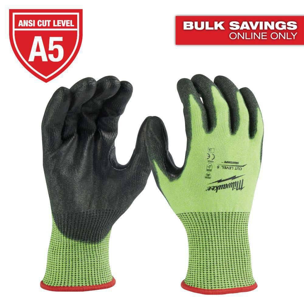 MILWAUKEE XL Smooth Polyurethane Palm-Dipped Work Gloves, Lime/Black ...