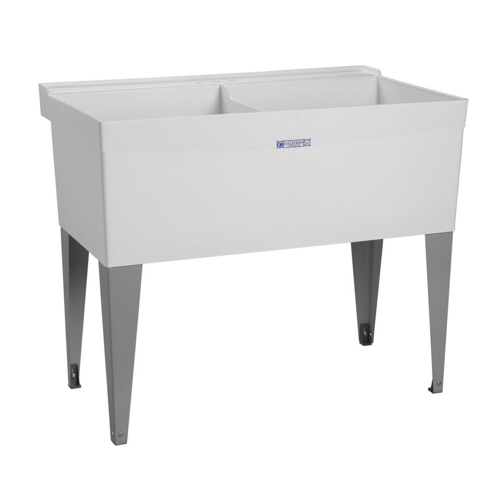 Mustee UtilaTwin 40" Thermoplastic Double Bowl Laundry Utility Sink ...