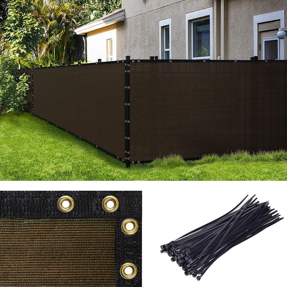 6 ft. x 50 ft. Brown Fence Privacy Screen Windscreen, with Bindings an ...