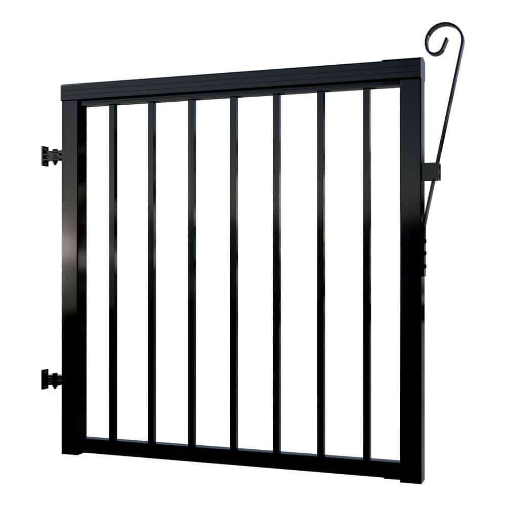 Peak Aluminum Railing 42 in. x 40 in. Black Aluminum Deck Railing Pick ...
