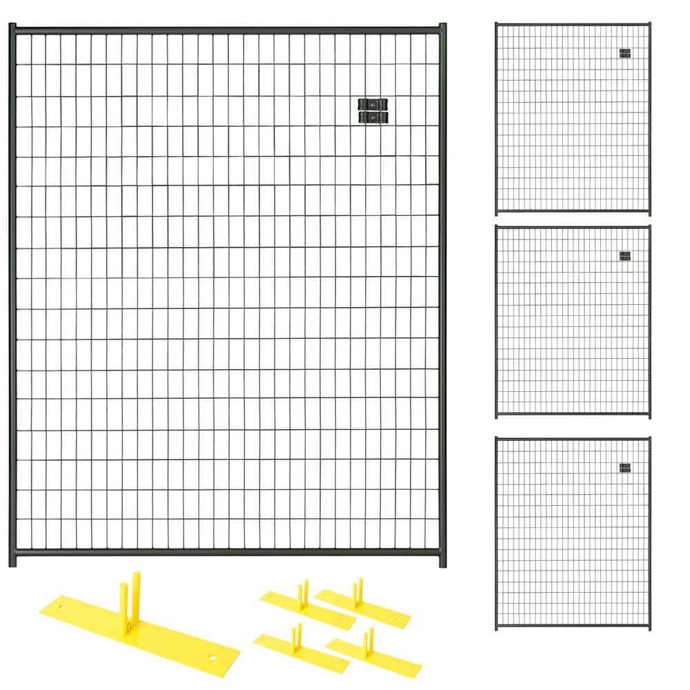 Perimeter Patrol 6 ft. x 20 ft. 4-Panel Black Powder-Coated Welded Wir ...