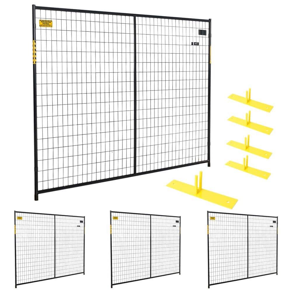 Perimeter Patrol 6 ft. x 29 ft. 4-Panel Black Powder-Coated Welded Wir ...
