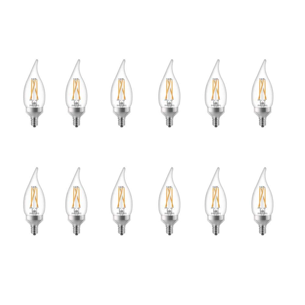 Philips 40-Watt Equivalent B11 Dimmable LED Candle Light Bulbs, Soft W ...