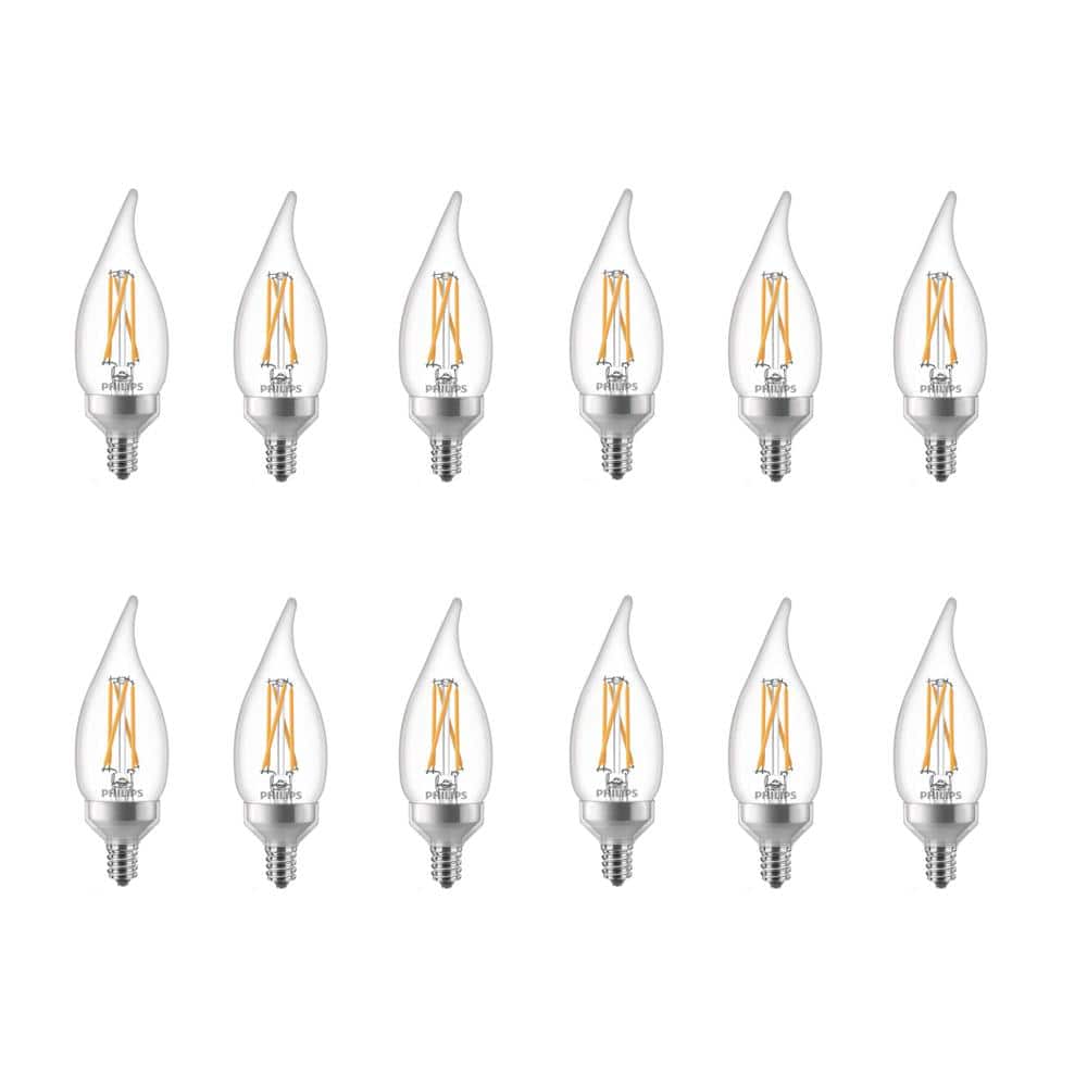 Philips 25-Watt Equivalent BA11 Dimmable Warm Glow LED Candle Light Bu ...