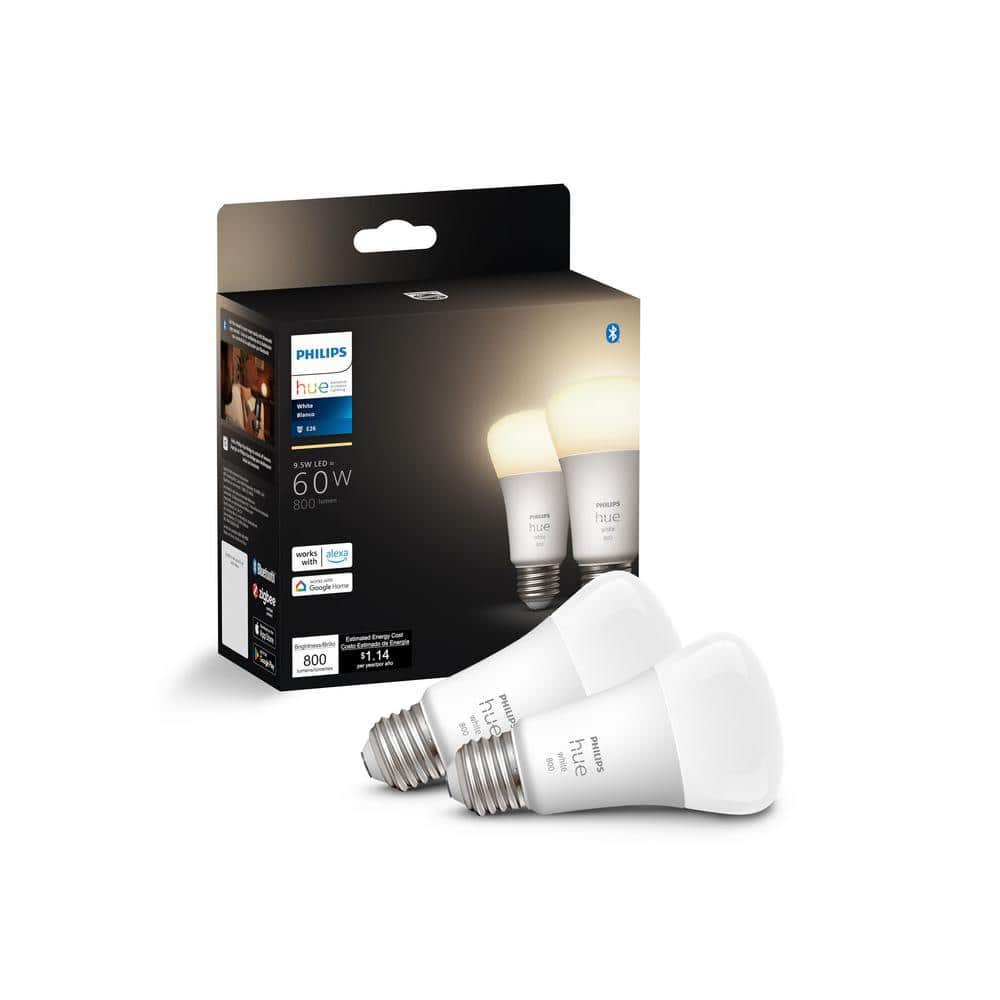 Philips Hue White A19 LED 60W Equivalent Dimmable Smart Wireless Light ...