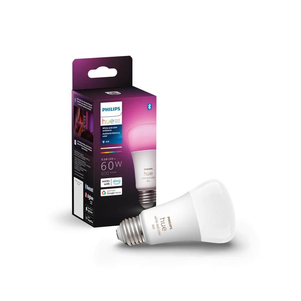 Philips Hue White and Color Ambiance A19 LED, 60W Equivalent, Dimmable ...