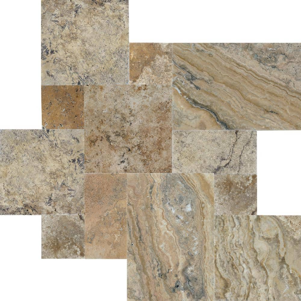 MSI Porcini Gold 10 Piece Tumbled Travertine Paver Tile Kit (30 Kits ...