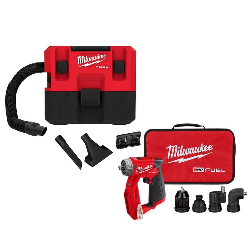 Milwaukee M12 FUEL 12-Volt Lithium-Ion Cordless 1.6 Gal. Wet/Dry Vacuu ...