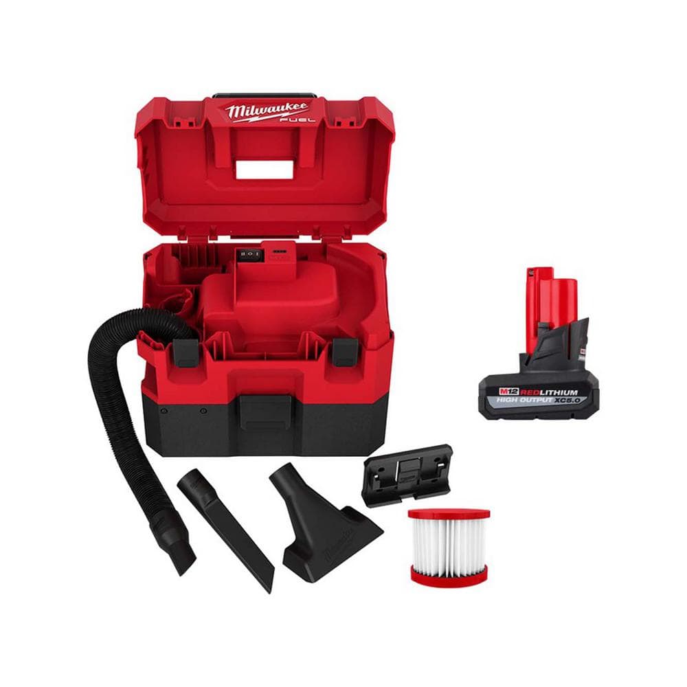 Milwaukee M12 FUEL 12-Volt Lithium-Ion Cordless 1.6 Gal. Wet/Dry Vacuu ...