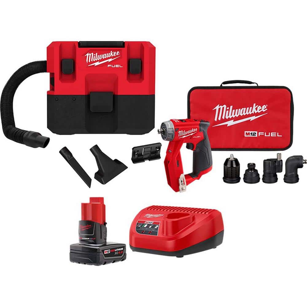 Milwaukee M12 FUEL 12-Volt Lithium-Ion Cordless 1.6 Gal. Wet/Dry Vacuu ...